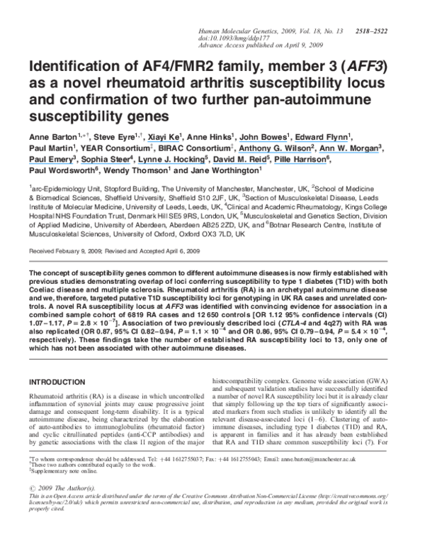 (PDF) Identification of AF4/FMR2 family, member 3 (AFF3) as a novel ...