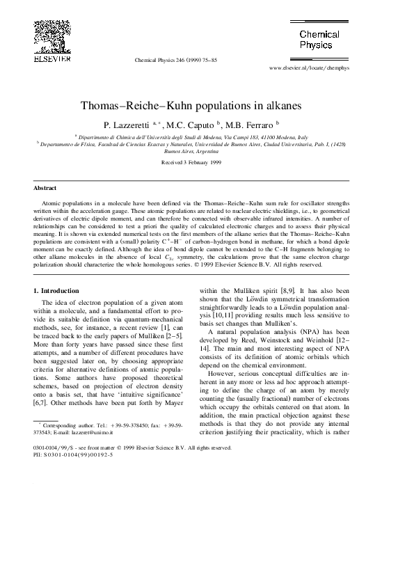 (PDF) Thomas–Reiche–Kuhn populations in alkanes