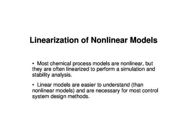 Pdf Linearization Of Nonlinear Models