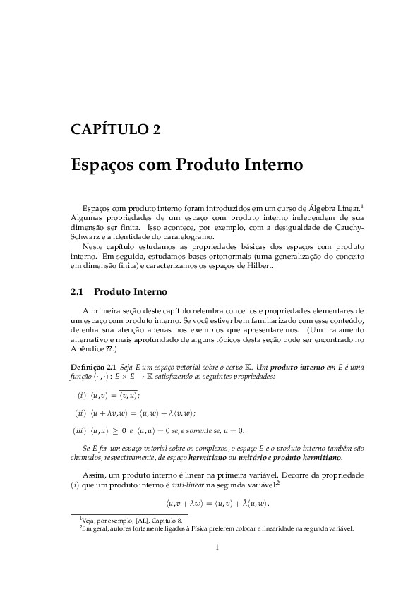 (PDF) Espaços com Produto Interno