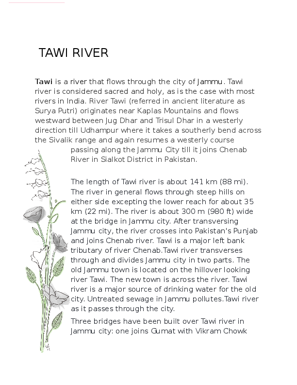 (DOC) Geography TAWI RIVER, Jammu