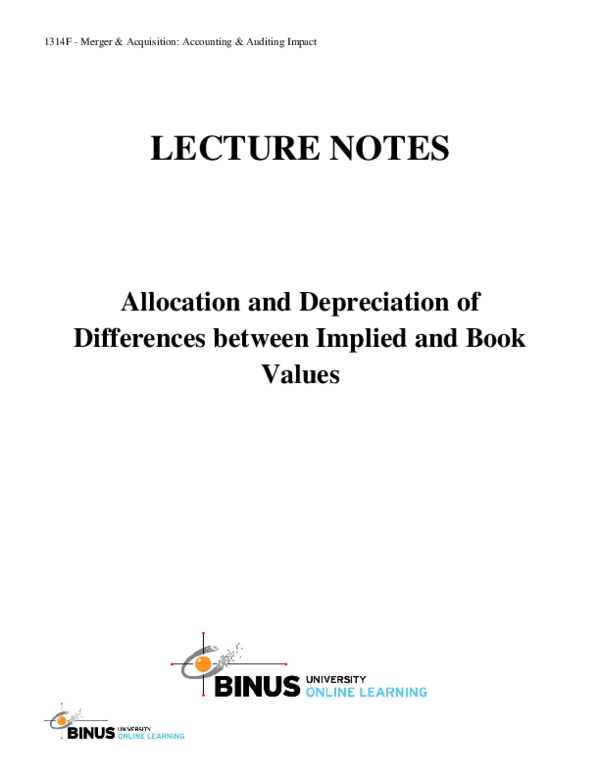 (PDF) LECTURE NOTES Allocation and Depreciation of Differences between ...