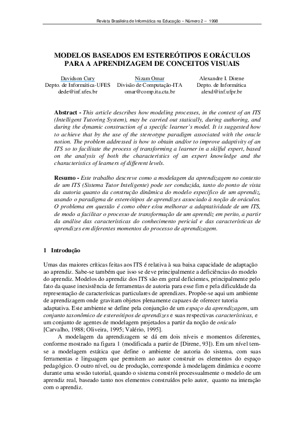 (PDF) Modelos baseados em estereótipos e oráculos para a aprendizagem de conceitos visuais
