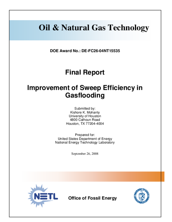 (PDF) Improvement of Sweep Efficiency in Gasflooding Oil & Natural Gas ...