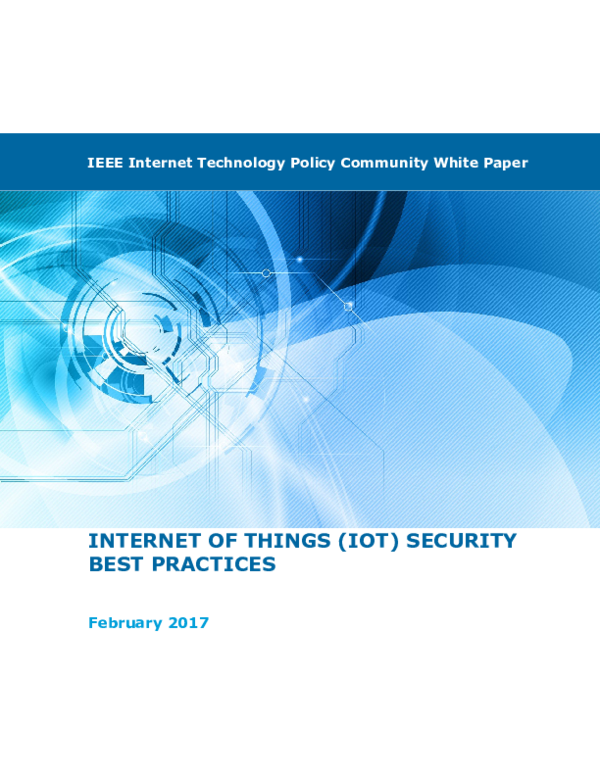 (PDF) Internet Of Things (Iot) Security Best Practices. IEEE Community ...