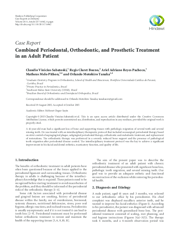 (PDF) Case Report Combined Periodontal, Orthodontic, and Prosthetic ...
