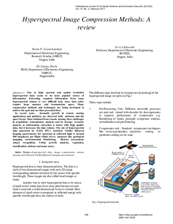 Pdf Hyperspectral Image Compression Methods A Review 