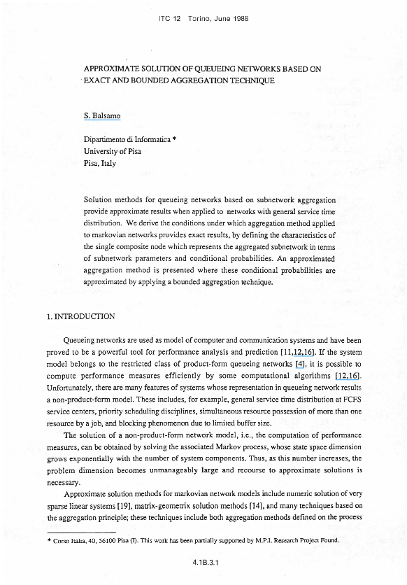 (PDF) APPROXIMATE SOLUTION OF QUEUEING NElWORKS BASED ON . EXACf AND BOUNDED AGGREGATION TECHNIQUE
