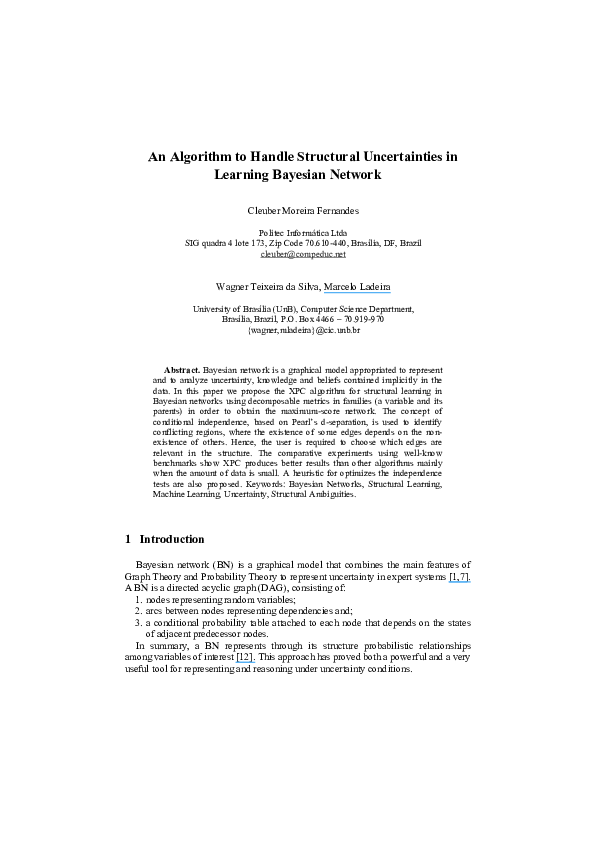 (PDF) An Algorithm to Handle Structural Uncertainties in Learning Bayesian Network