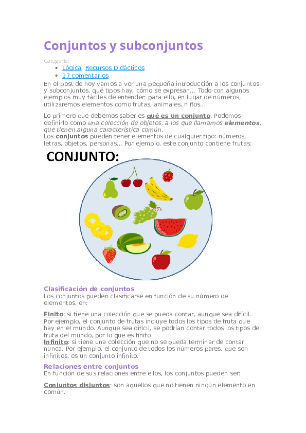 (DOC) Conjuntos y subconjuntos
