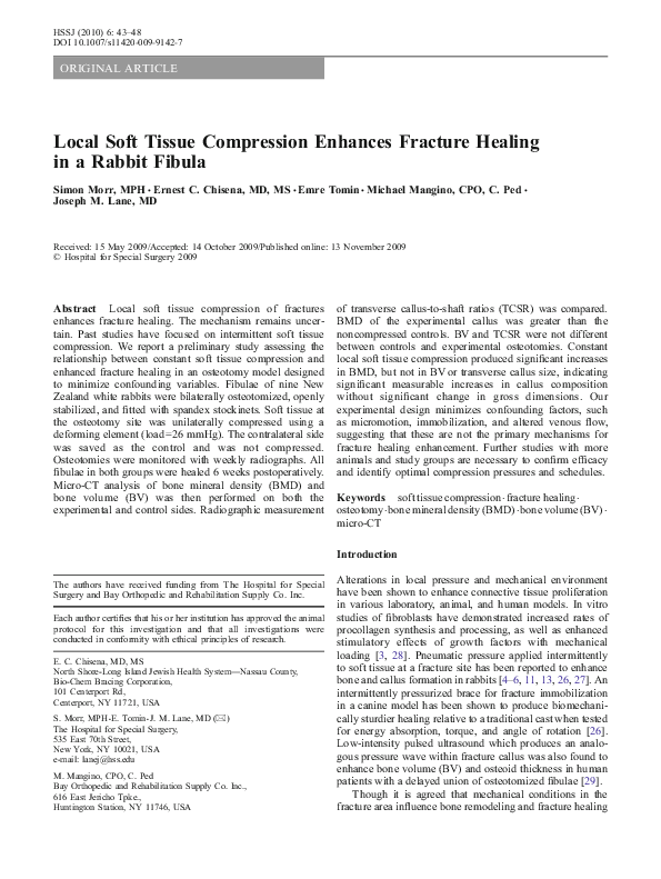 (PDF) Local soft tissue compression enhances fracture healing in a ...