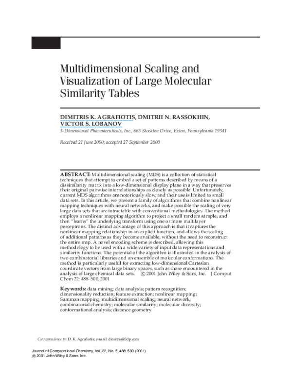 (PDF) Multidimensional scaling and visualization of large molecular ...