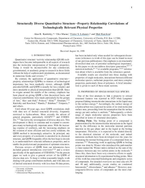 Pdf Structurally Diverse Quantitative Structure Property Relationship