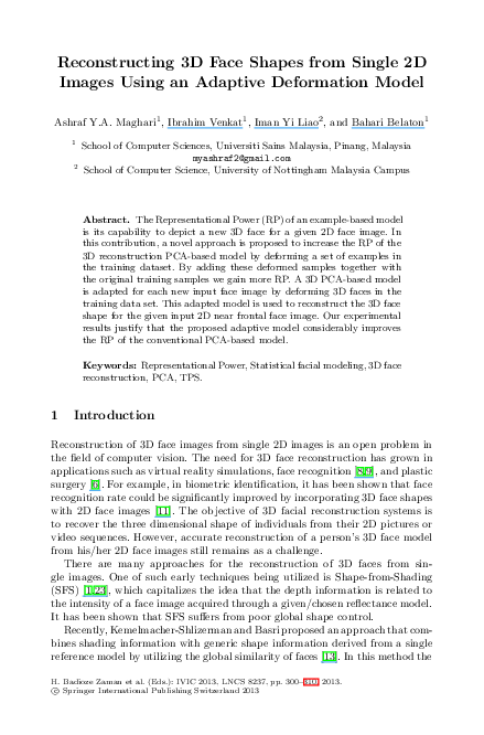 (PDF) Reconstructing 3D Face Shapes from Single 2D Images Using an ...