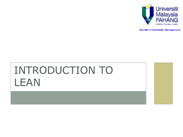 (PPT) Intro to Lean Manufacturing
