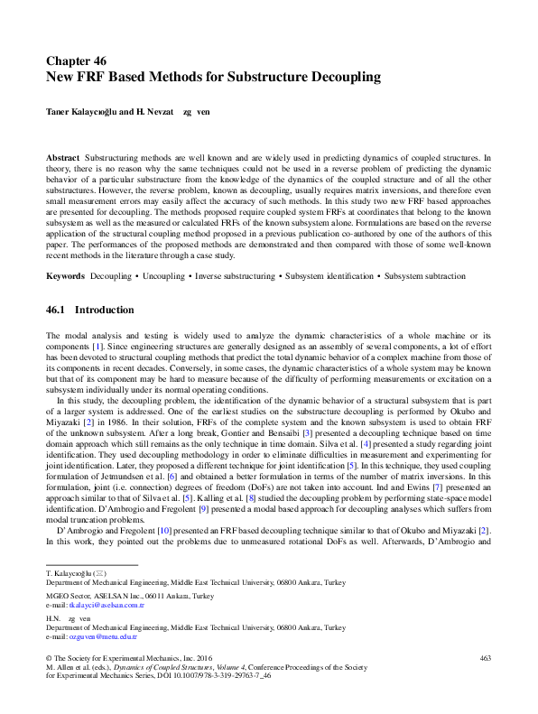 Pdf New Frf Based Methods For Substructure Decoupling