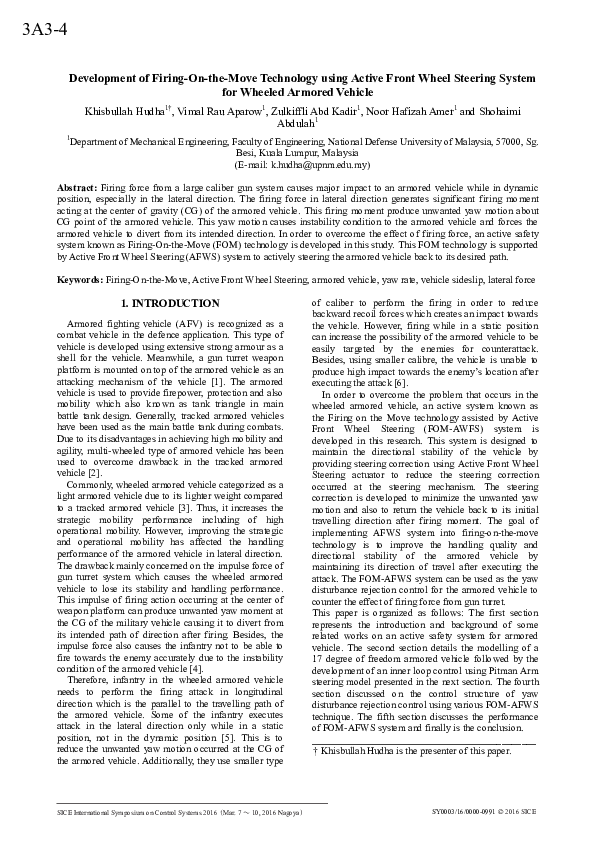 (PDF) Development of Firing-On-The-Move technology using active front wheel steering system for ...