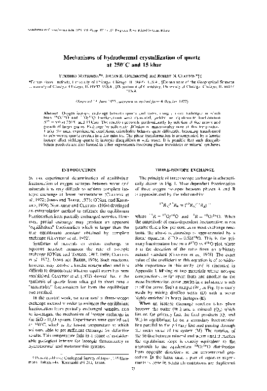 (PDF) Mechanisms of hydrothermal crystallization of quartz at 250°C and ...