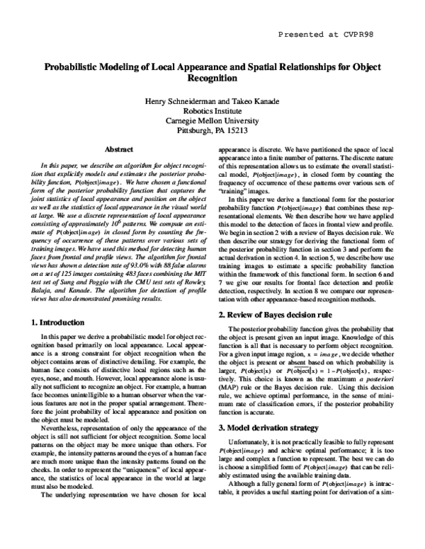(PDF) Probabilistic Modeling of Local Appearance and Spatial Relationships | Syed Hussain ...