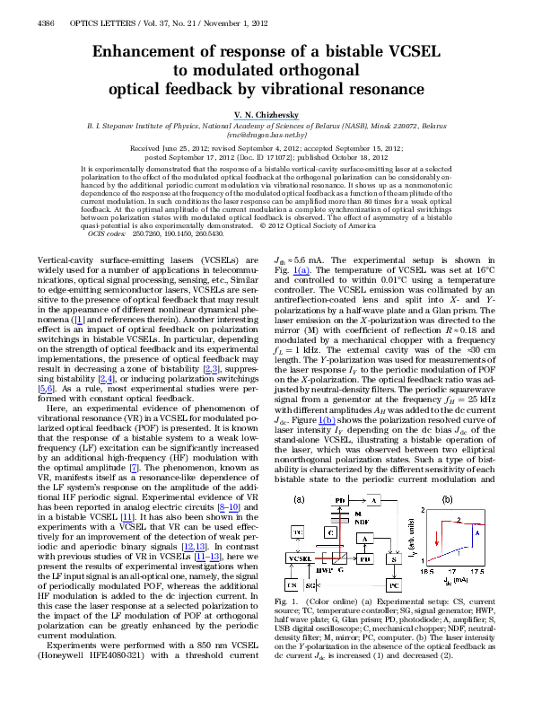 (PDF) Enhancement of response of a bistable VCSEL to modulated ...