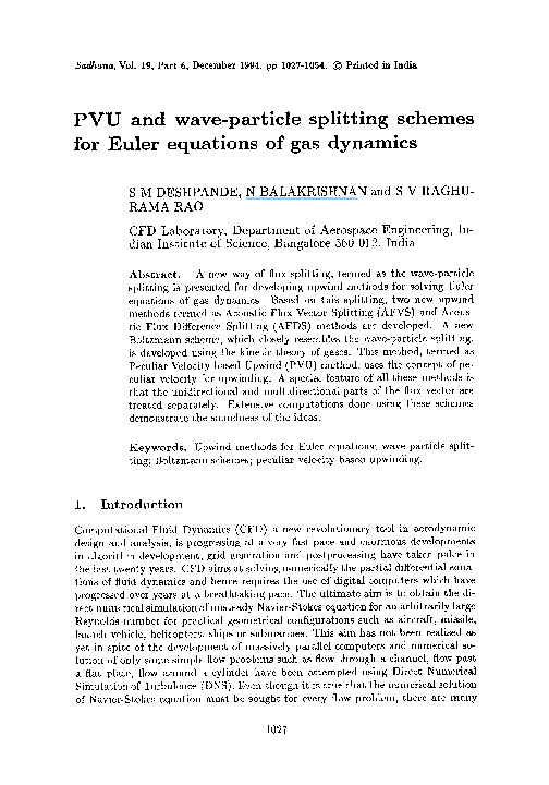 Pdf Pvu And Wave Particle Splitting Schemes For Euler Equations Of