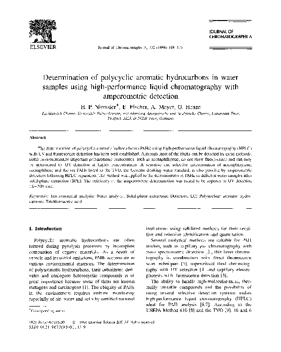 (PDF) Determination of polycyclic aromatic hydrocarbons in water samples using high-performance ...