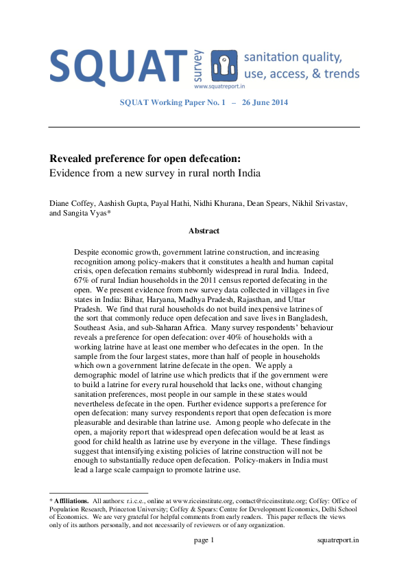 (PDF) Revealed Preference for Open Defecation