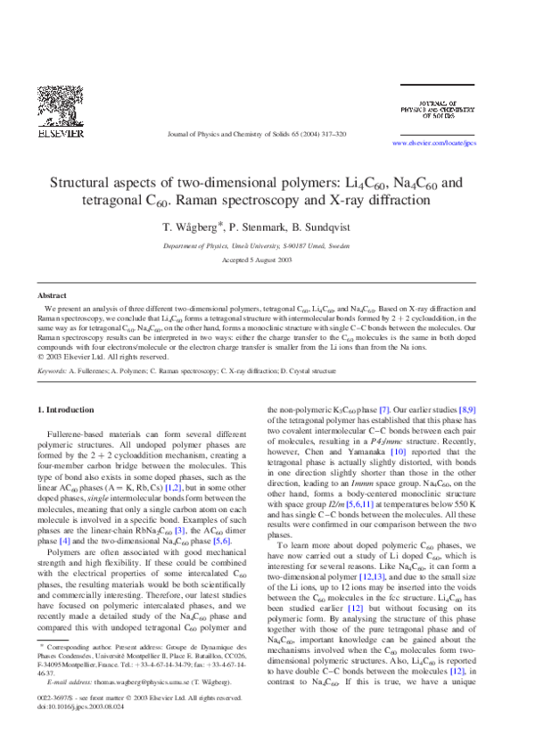 (PDF) Structural aspects of two-dimensional polymers: Li4C60, Na4C60 ...