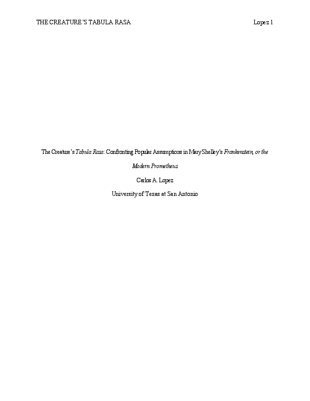 (PDF) The Creature’s Tabula Rasa: Confronting Popular Assumptions in ...