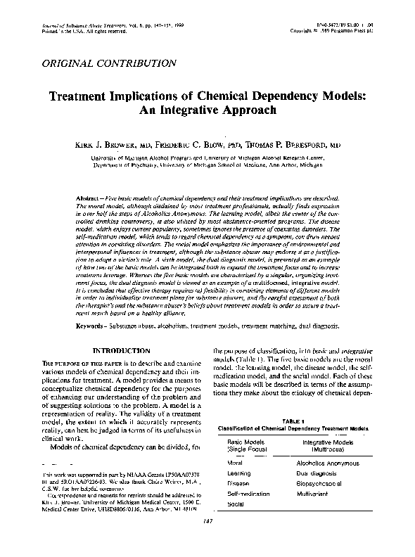 (PDF) Treatment implications of chemical dependency models: An ...
