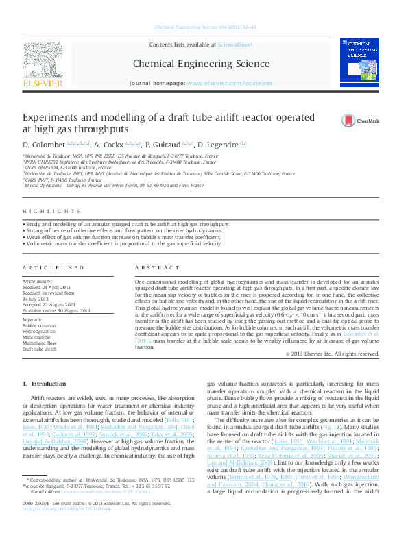 (PDF) Experiments and modelling of a draft tube airlift reactor ...