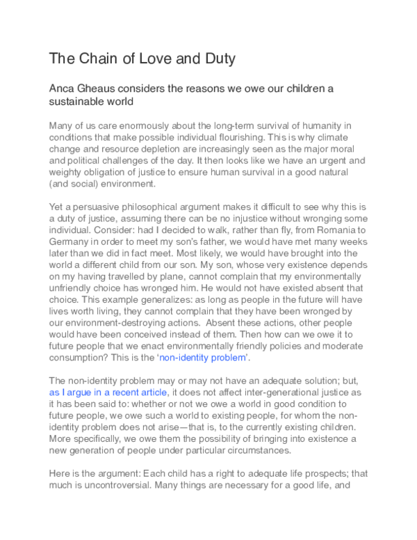 (PDF) The Chain of Love and Duty