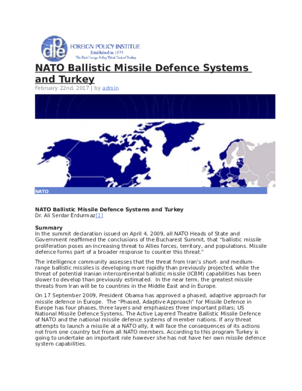 (DOC) NATO Ballistic Missile Defence Systems and Turkey.docx