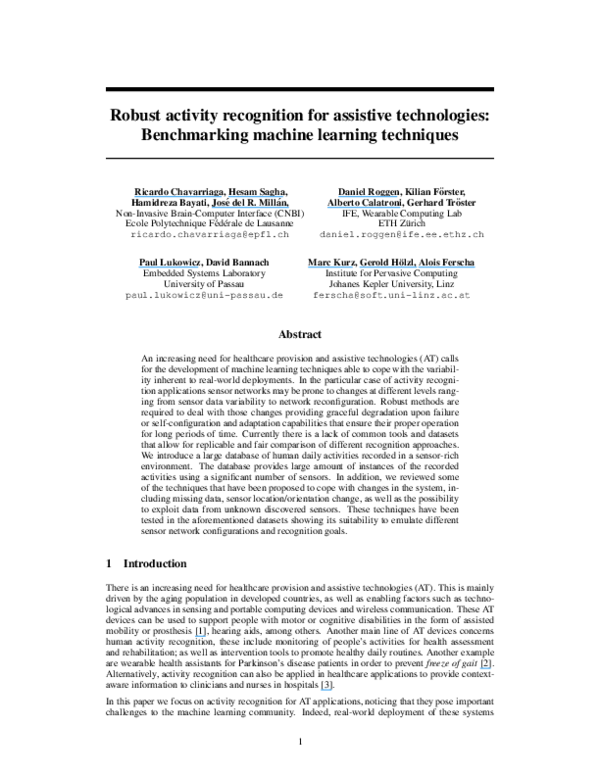 (PDF) Robust activity recognition for assistive technologies: Benchmarking machine learning ...