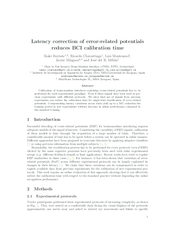 (PDF) Latency correction of error-related potentials reduces BCI calibration time