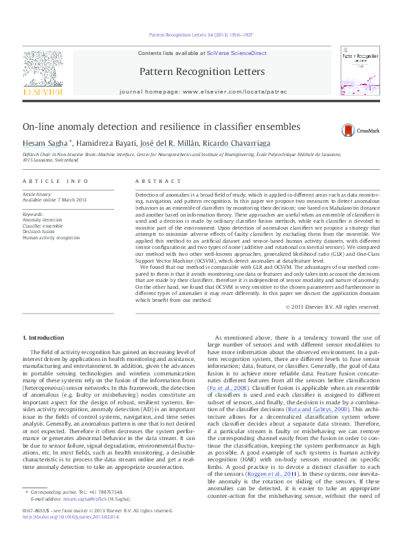 (PDF) On-line anomaly detection and resilience in classifier ensembles