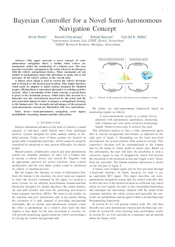 (PDF) Bayesian Controller for a Novel Semi-Autonomous Navigation Concept