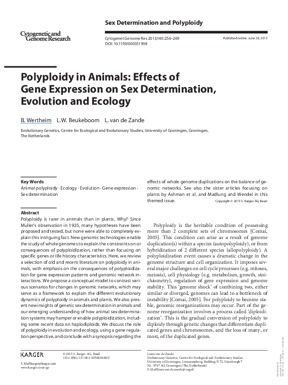 (PDF) Polyploidy in Animals: Effects of Gene Expression on Sex ...