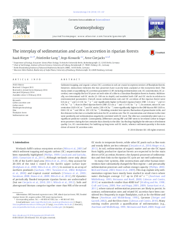 (PDF) The interplay of sedimentation and carbon accretion in riparian ...