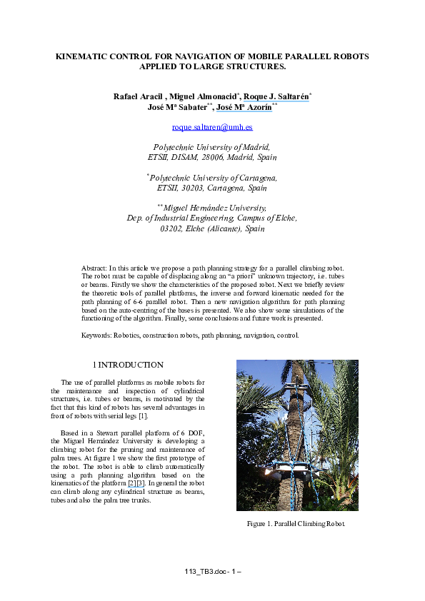 Pdf Kinematic Control For Navigation Of Mobile Parallel Robots