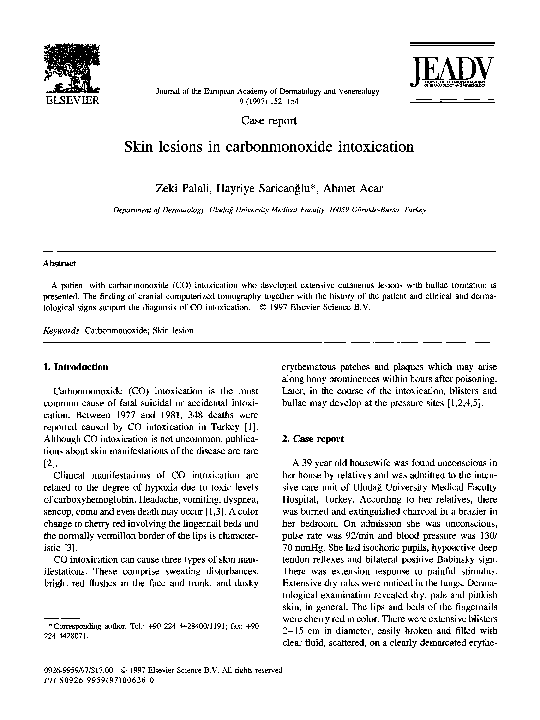 (PDF) Skin lesions in carbonmonoxide intoxication
