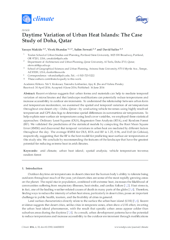 (PDF) Daytime Variation of Urban Heat Islands: The Case Study of Doha ...