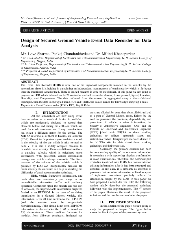 (PDF) Design of Secured Ground Vehicle Event Data Recorder for Data ...