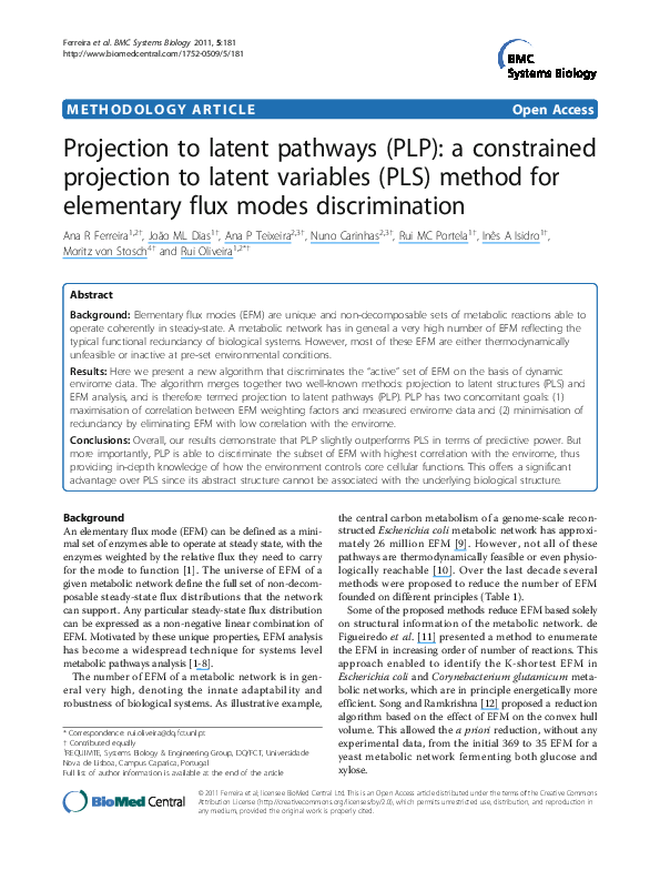Pdf Projection To Latent Pathways Plp A Constrained Projection To Latent Variables Pls
