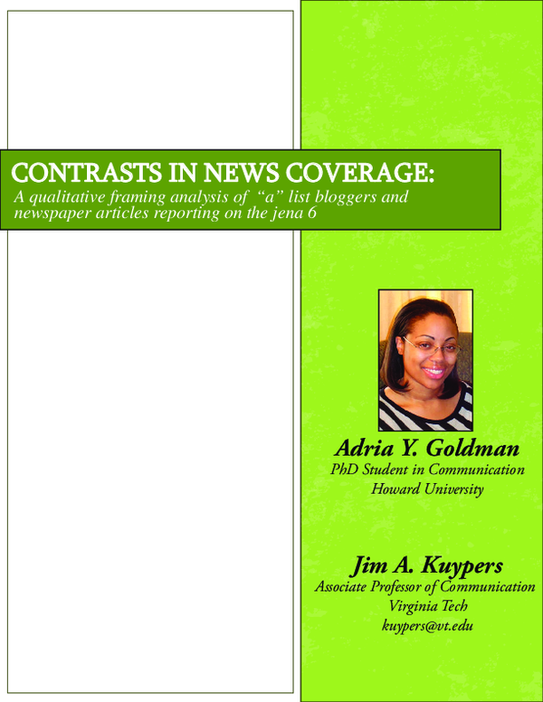 (PDF) “A Framing Analysis of Press Coverage of the Jena Six: A ...