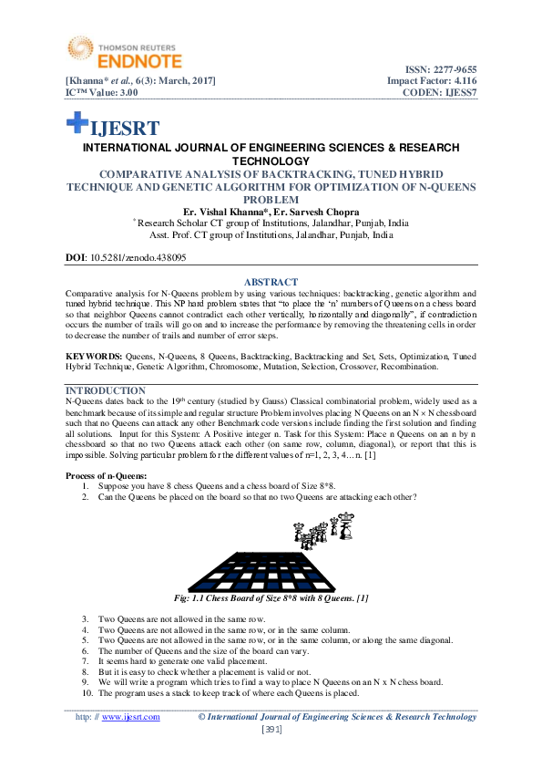 Pdf Comparative Analysis Of Backtracking Tuned Hybrid Technique And Genetic Algorithm For