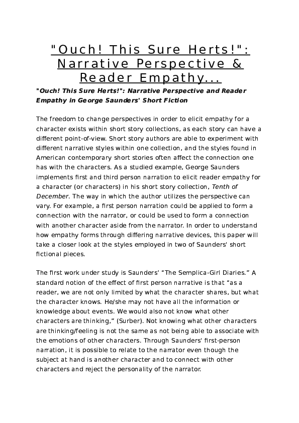 (DOC) "Ouch! This Sure Herts!": Narrative Perspective and Reader ...