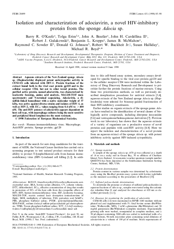 (PDF) Isolation and characterization of adociavirin, a novel HIV ...