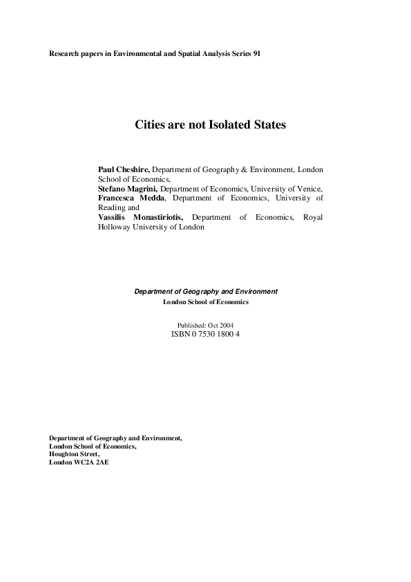 (PDF) Cities are not isolated states