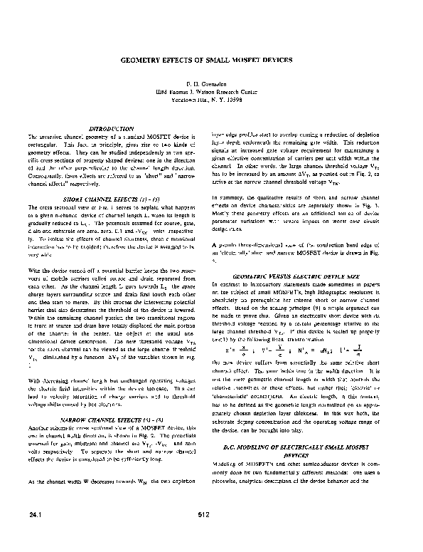 (PDF) GEOMETRY EFFECTS OF SMALL MOSFET DEVICES